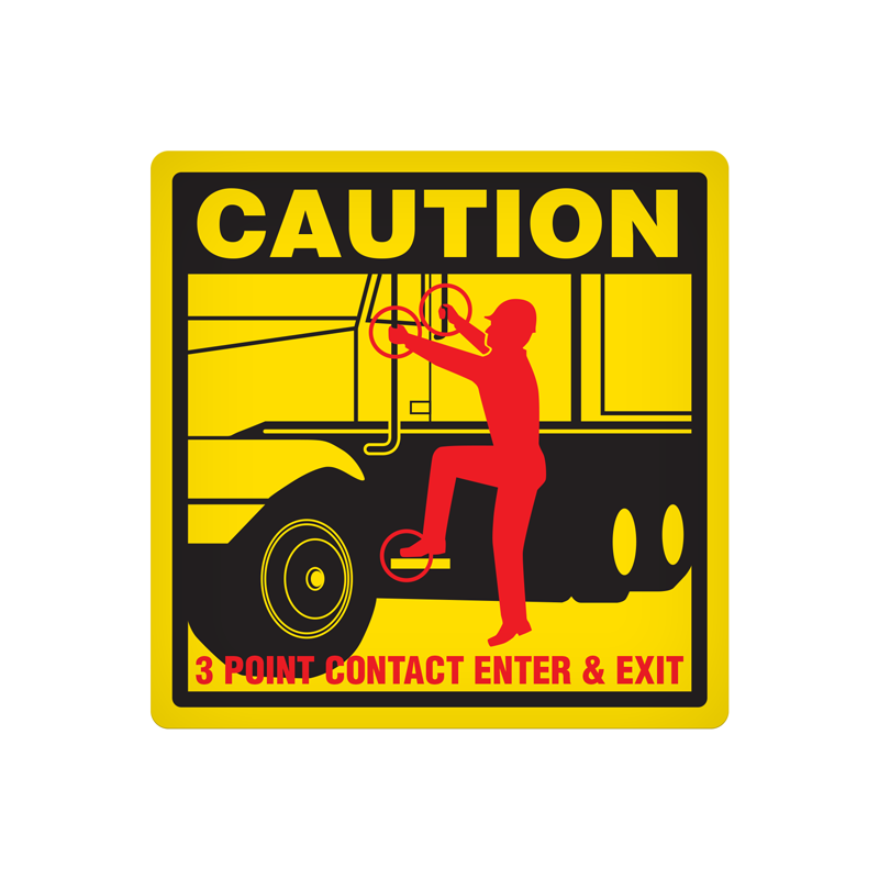 DEC111 Yellow/Black/Red CAUTION 3 POINT CONTACT ENTER & EXIT Vehicle S