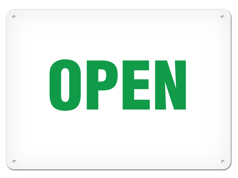 OPEN - Green Print PrimeGuard® Safety Sign